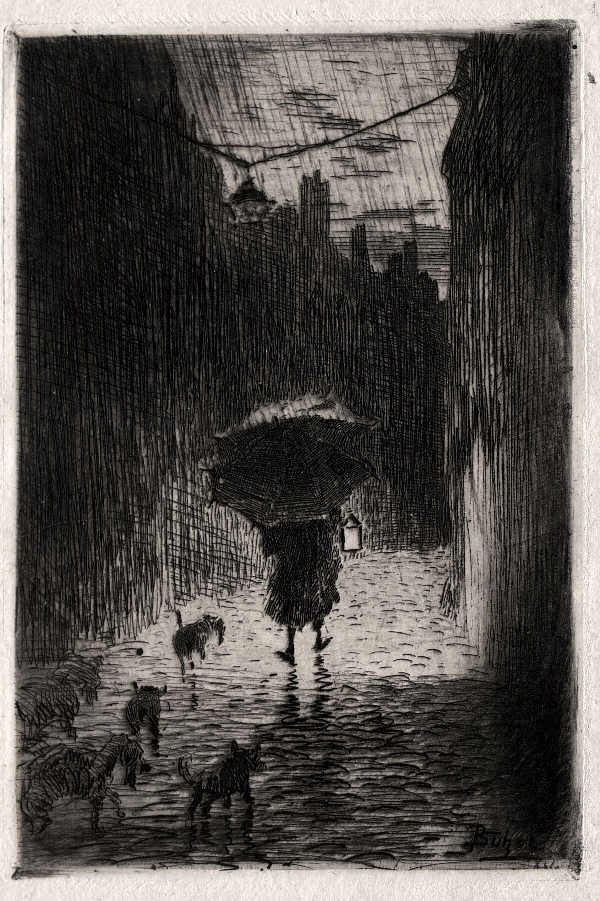 Rain and Umbrella by Félix Hilaire Buhot - c. 1875 – Flashback Shop