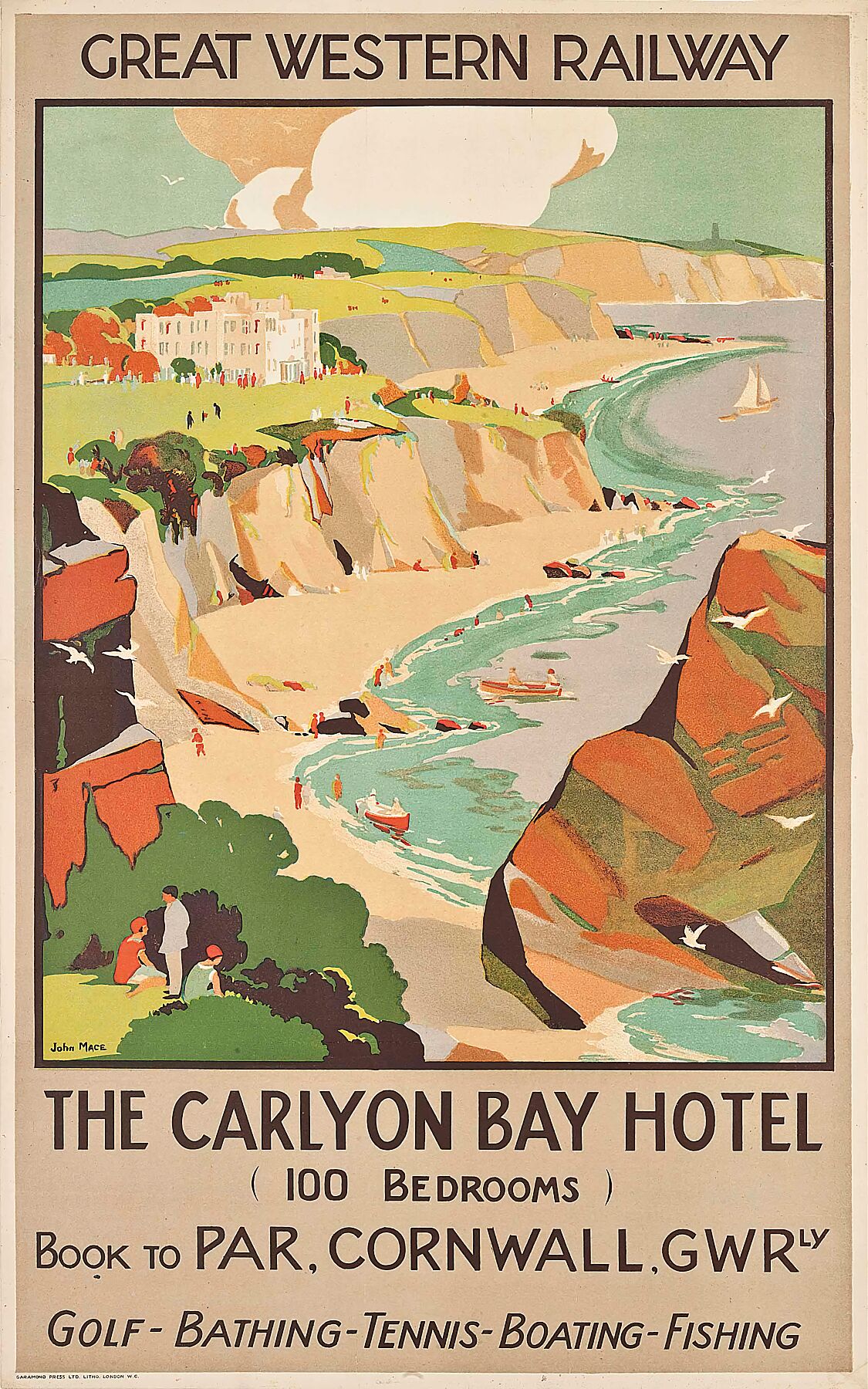 The Carlyon Bay Hotel, Par, Cornwall by John Edmund Mace - 1930 ...